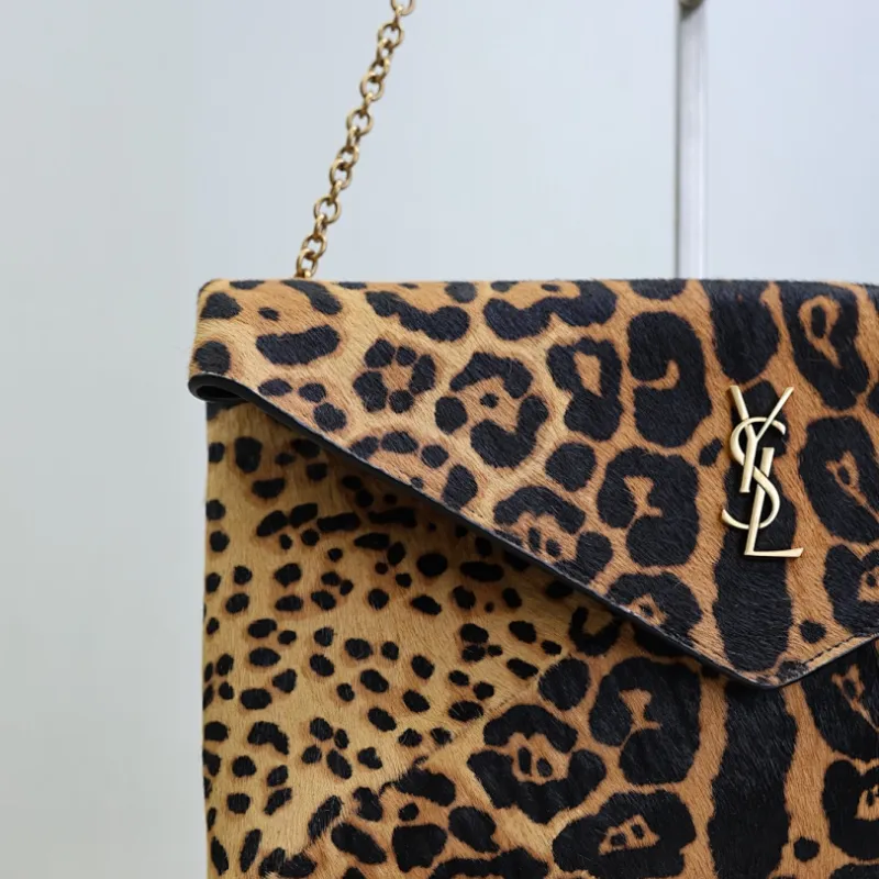 SAINT LAURENT Cassandra Envelope Shoulder Bag – Leopard-Print Calf Hair ...